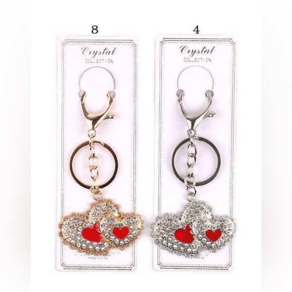 Accessories | 6 Heart Charm Keychain Silver | Poshmark